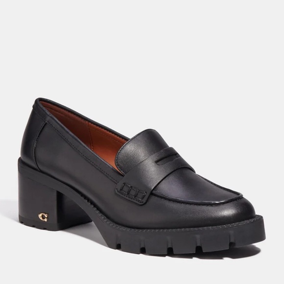 Coach | Shoes | Coach Colleen Penny Lover Lug Sole Black Chunky Heel ...